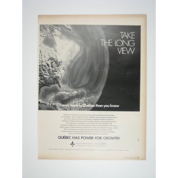 Art | Vintage 1969 Quebec Advertisement Print Take The Long View 196s ...